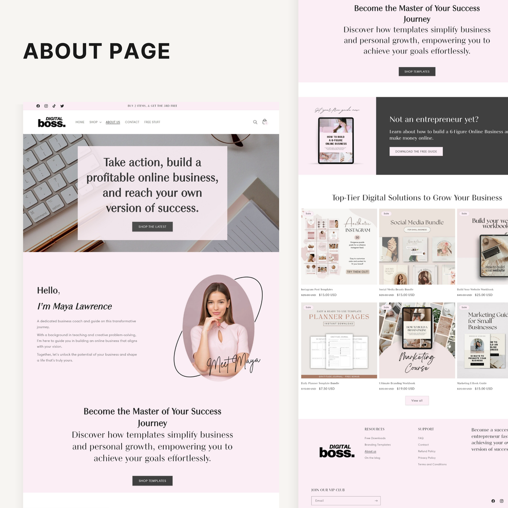 Buy Pink Digital Boss Shopify Theme Template - 20% – ANEW THEMES