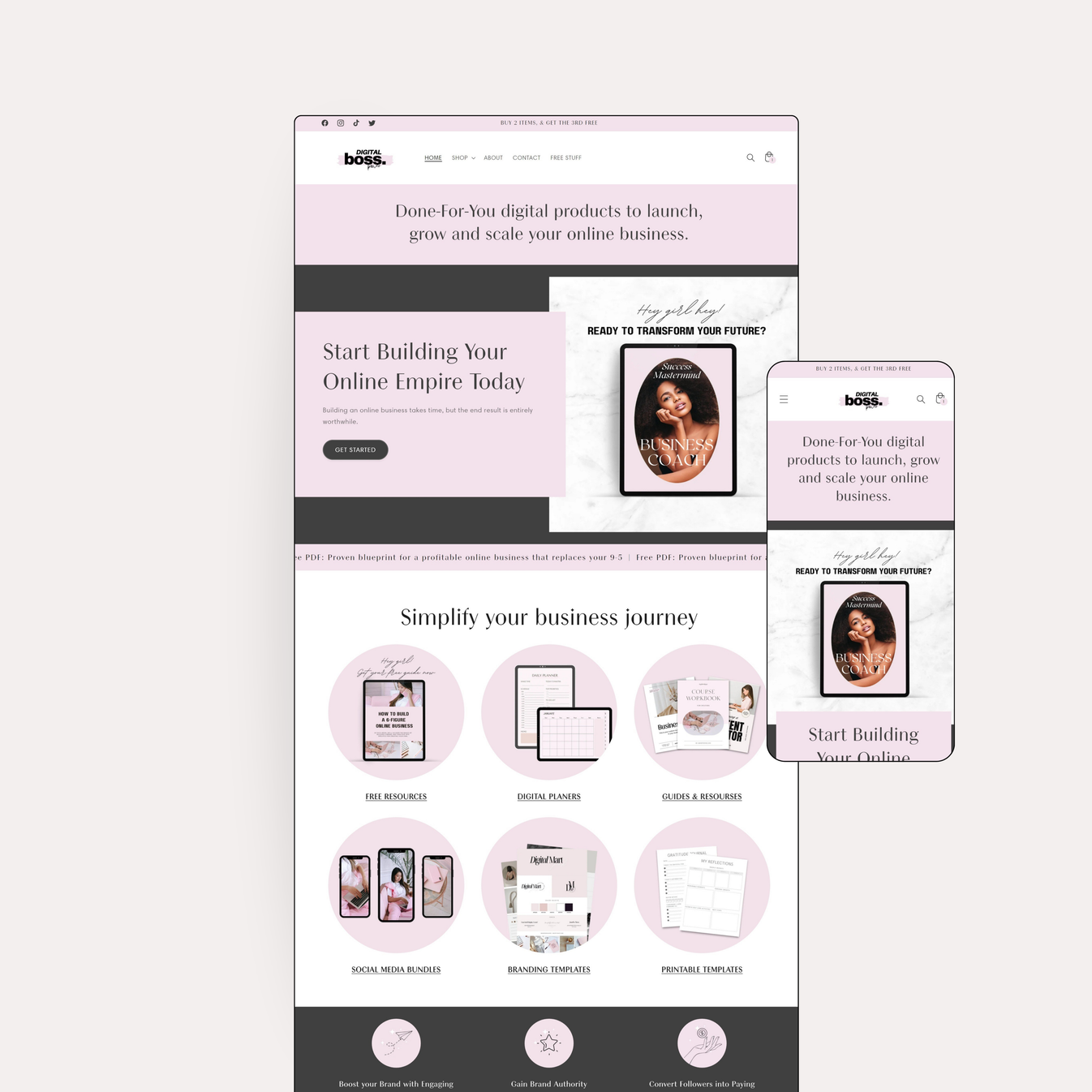 Buy Pink Digital Boss Power Shopify Theme Template - 20% – ANEW THEMES