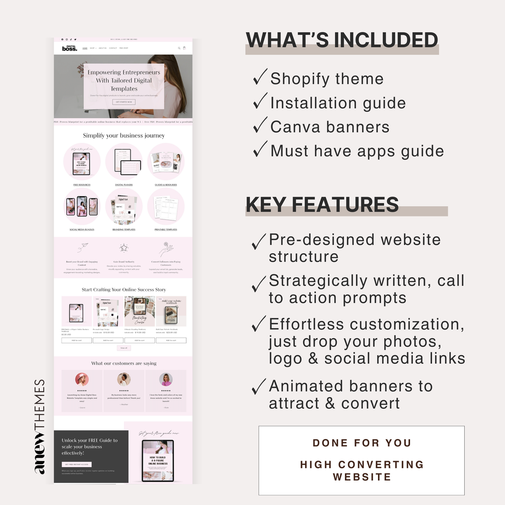 Buy Pink Digital Boss Shopify Theme Template - 20% – ANEW THEMES