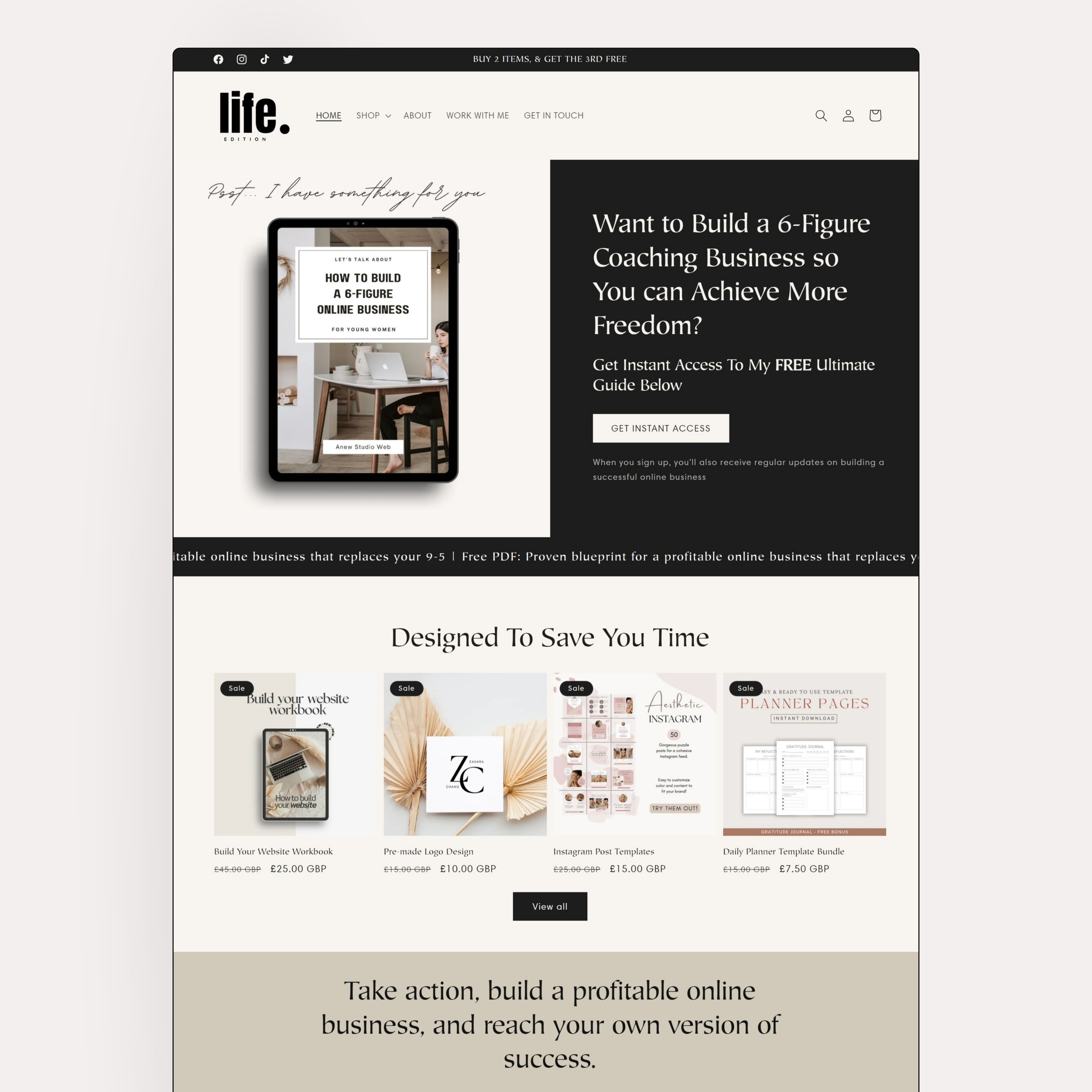 Life Edition Shopify theme for coaches, digital product entrepreneurs ...