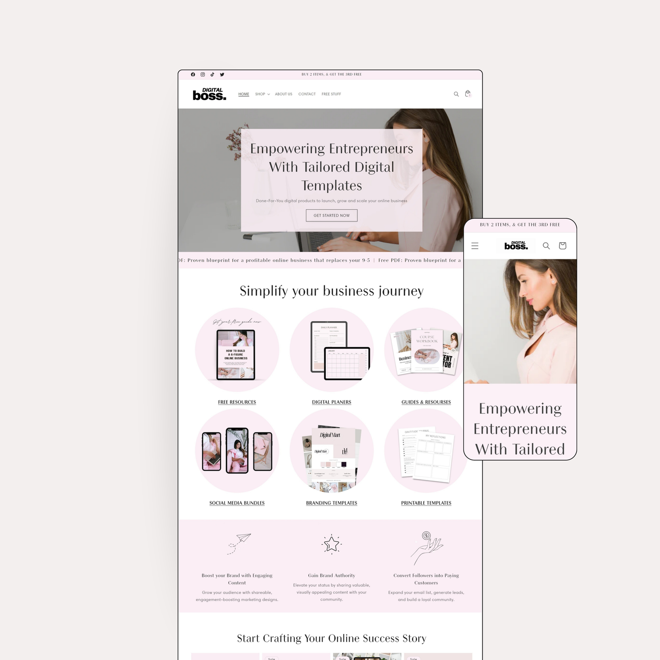 Buy Pink Digital Boss Shopify Theme Template - 20% – ANEW THEMES