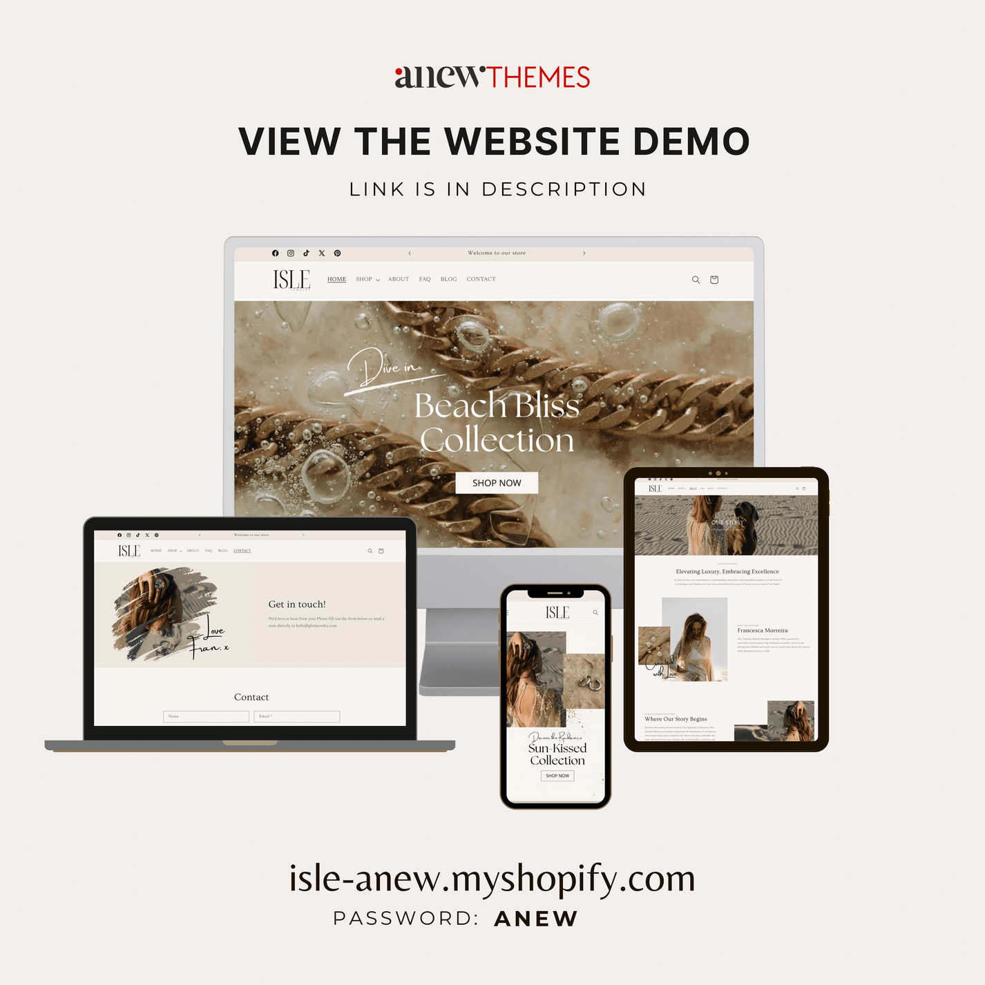 Isle Minimalist Jewelry Shopify Theme – ANEW THEMES