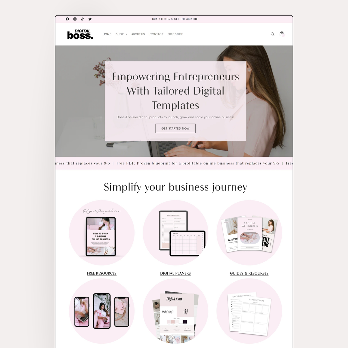 Buy Pink Digital Boss Shopify Theme Template - 20% – ANEW THEMES