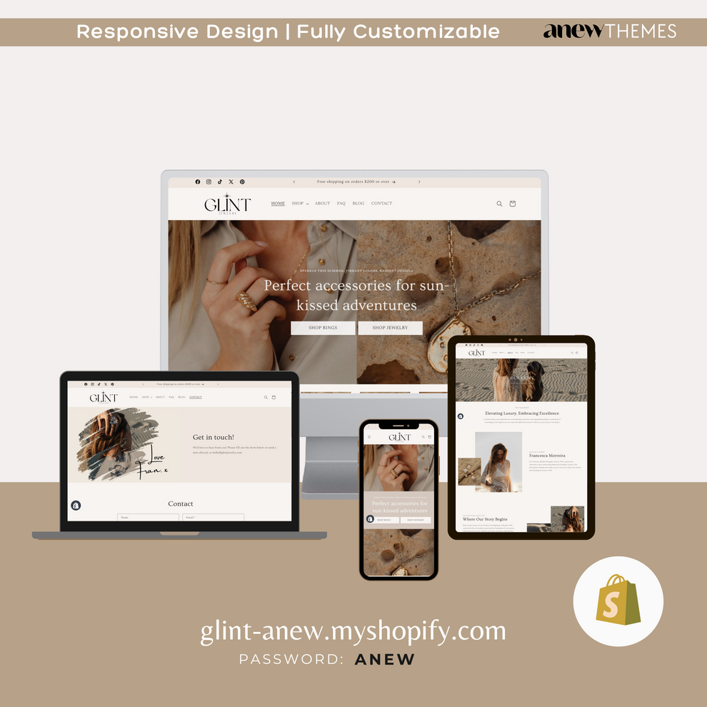 Glint Minimalist Jewelry Shopify Theme: Elegant Store Design – ANEW THEMES